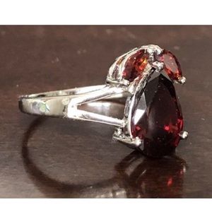 Jewelry | 3stone Red Garnet Teardrop Silver Ring Size 8 34 | Poshmark